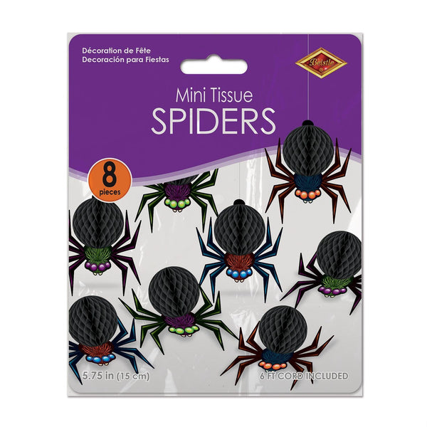 Ships Free! Bulk 96 Pack Beistle Halloween Mini Tissue Spiders