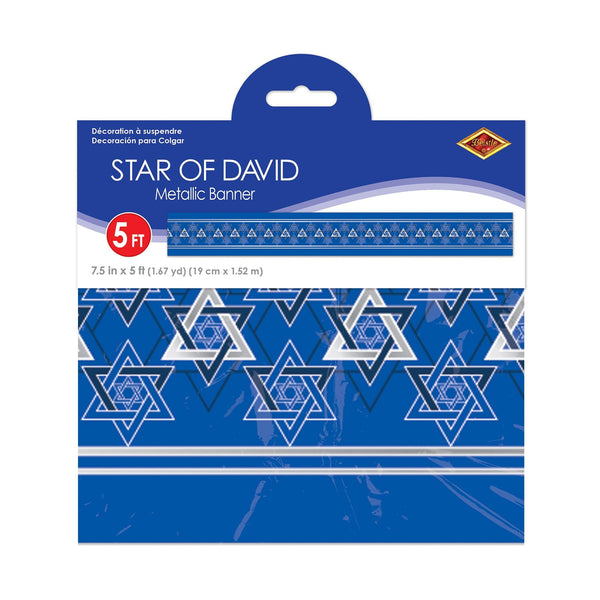 Ships Free! Bulk 12 Pack Beistle Metallic Star of David Banner