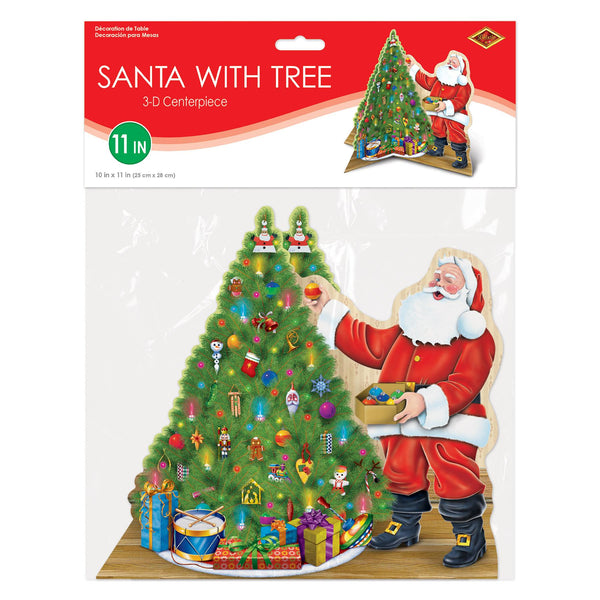 Ships Free! Bulk 12 Pack Beistle 3-D Santa with Tree Centerpiece