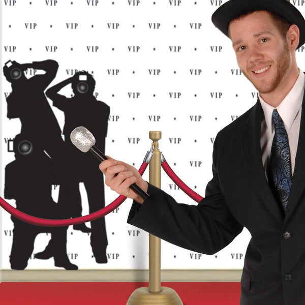 Ships Free! Bulk 12 Pack Beistle Glittered Microphone - silver/black