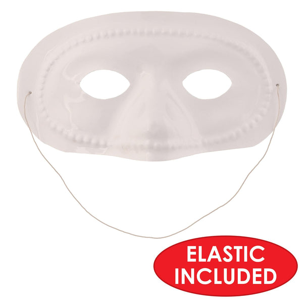 Ships Free! Bulk 24 Pack Beistle Mardi Gras White Half Mask