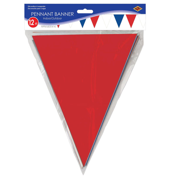 Ships Free! Bulk 12 Pack Beistle Red - White/Blue Pennant Party Banner