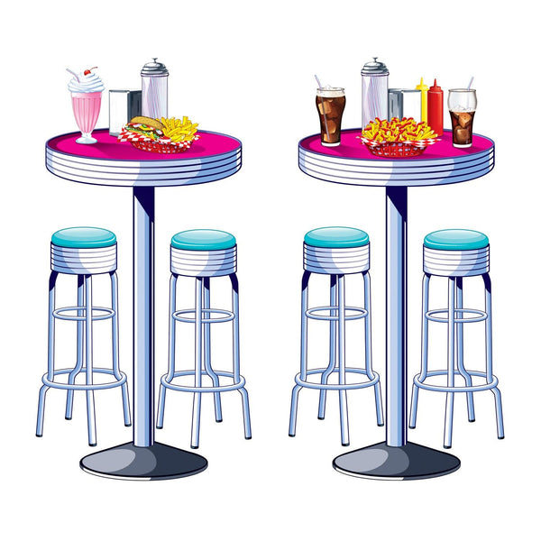 Ships Free! Bulk 24 Pack Beistle Soda Shop Tables/Stools Party Props