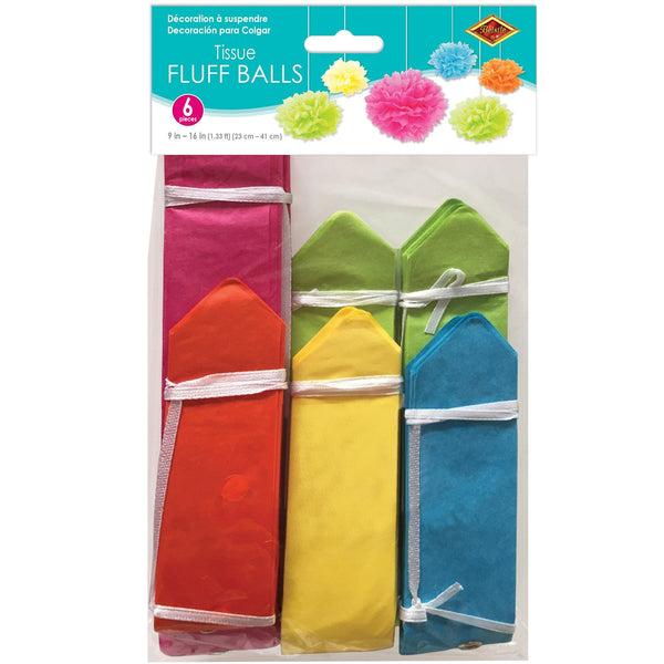 Ships Free! Bulk 36 Pack Beistle Party Tissue Fluff Balls - bright