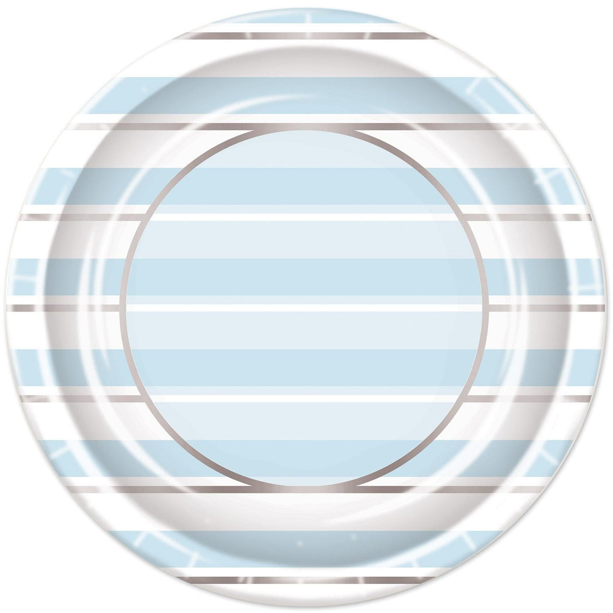 Bulk 96 Pack Blue Striped Paper Plates 9 inch | Beistle ...
