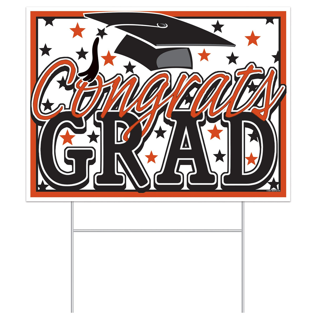 Bulk 6 Pack Beistle Orange Plastic Congrats Grad Yard Sign ...