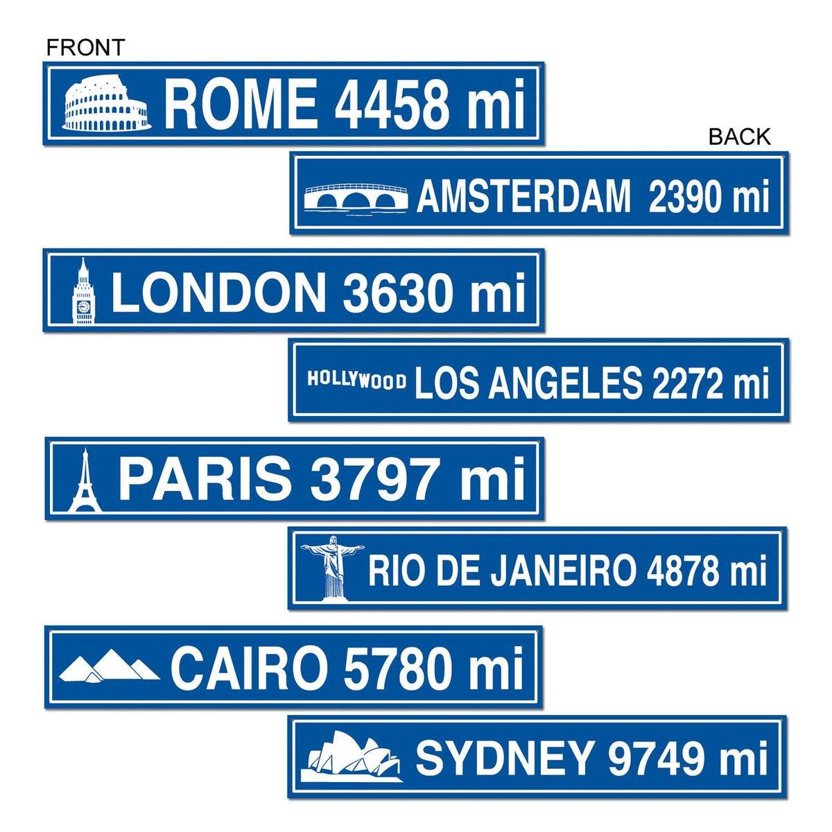 Bulk 48 Pack Travel Street Sign Party Cutouts | Beistle ...