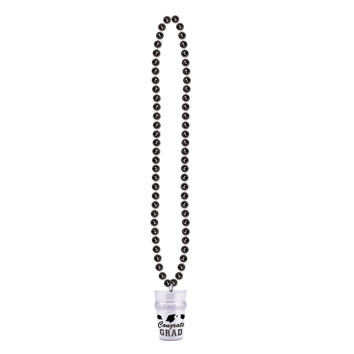 Bulk 12 Pack Graduation Party Bead Necklaces with Grad Glass - black ...