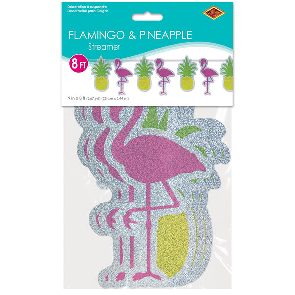 Ships Free! Bulk 12 Pack Beistle Luau Party Flamingo/Pineapple Streamer