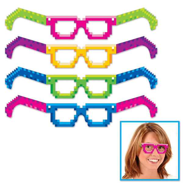 Ships Free! Bulk 48 Pair Beistle 8-Bit Eyeglasses