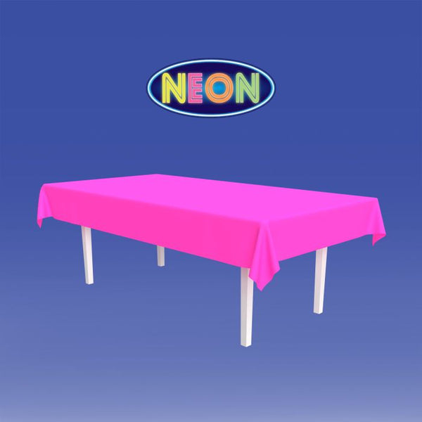 Ships Free! Bulk 12 Pack Beistle Neon Pink Plastic Rectangular Tablecover
