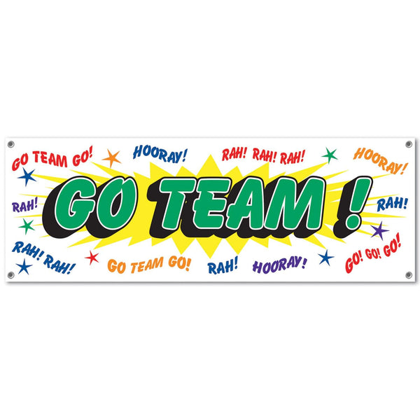 Ships Free! Bulk 12 Pack Beistle Go Team! Party Sign Banner