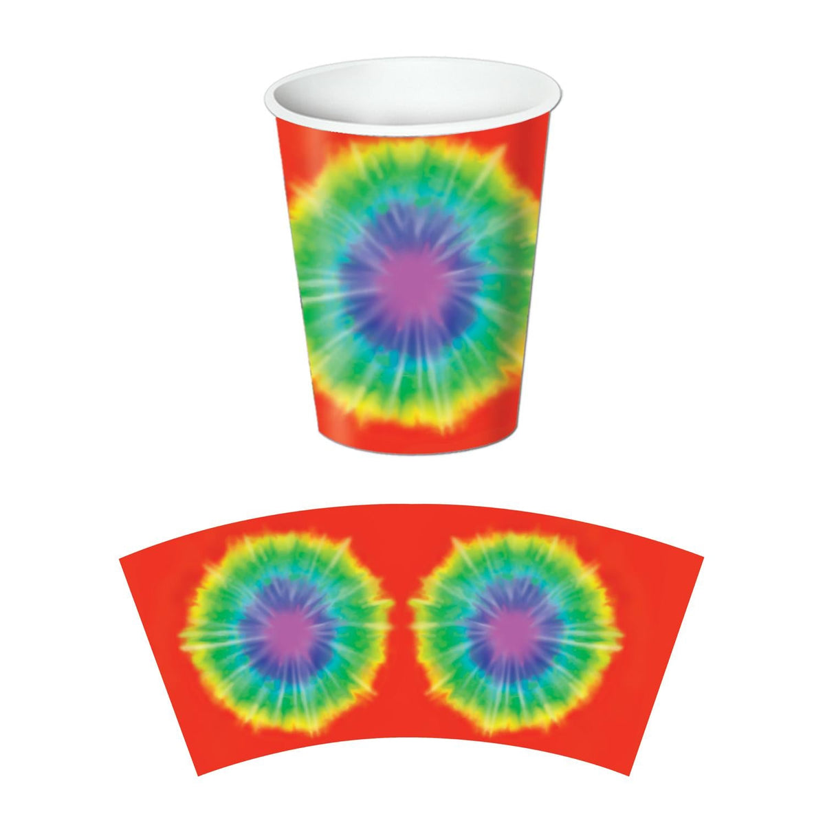 Bulk 96 Pack Tie-Dyed Party Beverage Cups | Beistle – PartyDecorations.com