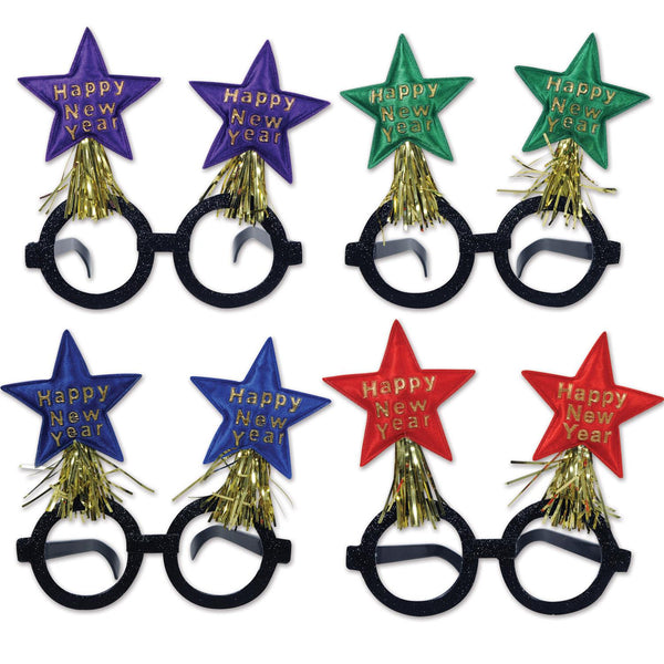 Ships Free! Bulk 12 Pack Beistle Glittered New Year Star Bopper Glasses