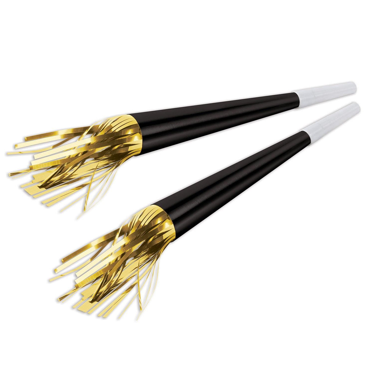 Bulk 100 Pack New Year's Eve Black Foil Horns with Gold Tassel ...