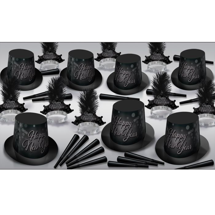 Ships Free! Bulk Beistle Blackout New Year Party Kit for 50 People