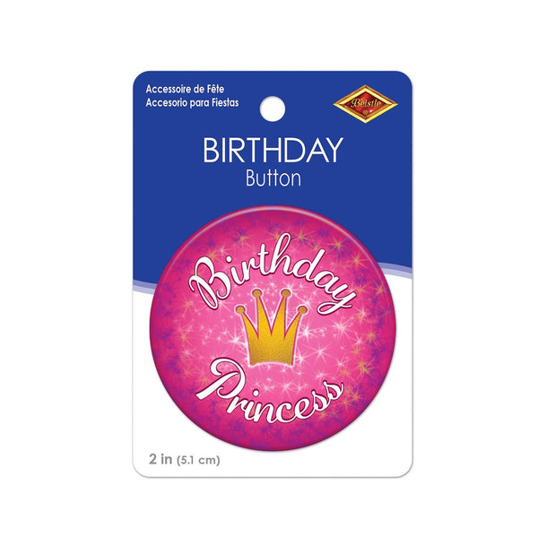 Ships Free! Bulk 6 Pack Beistle Birthday Princess Button