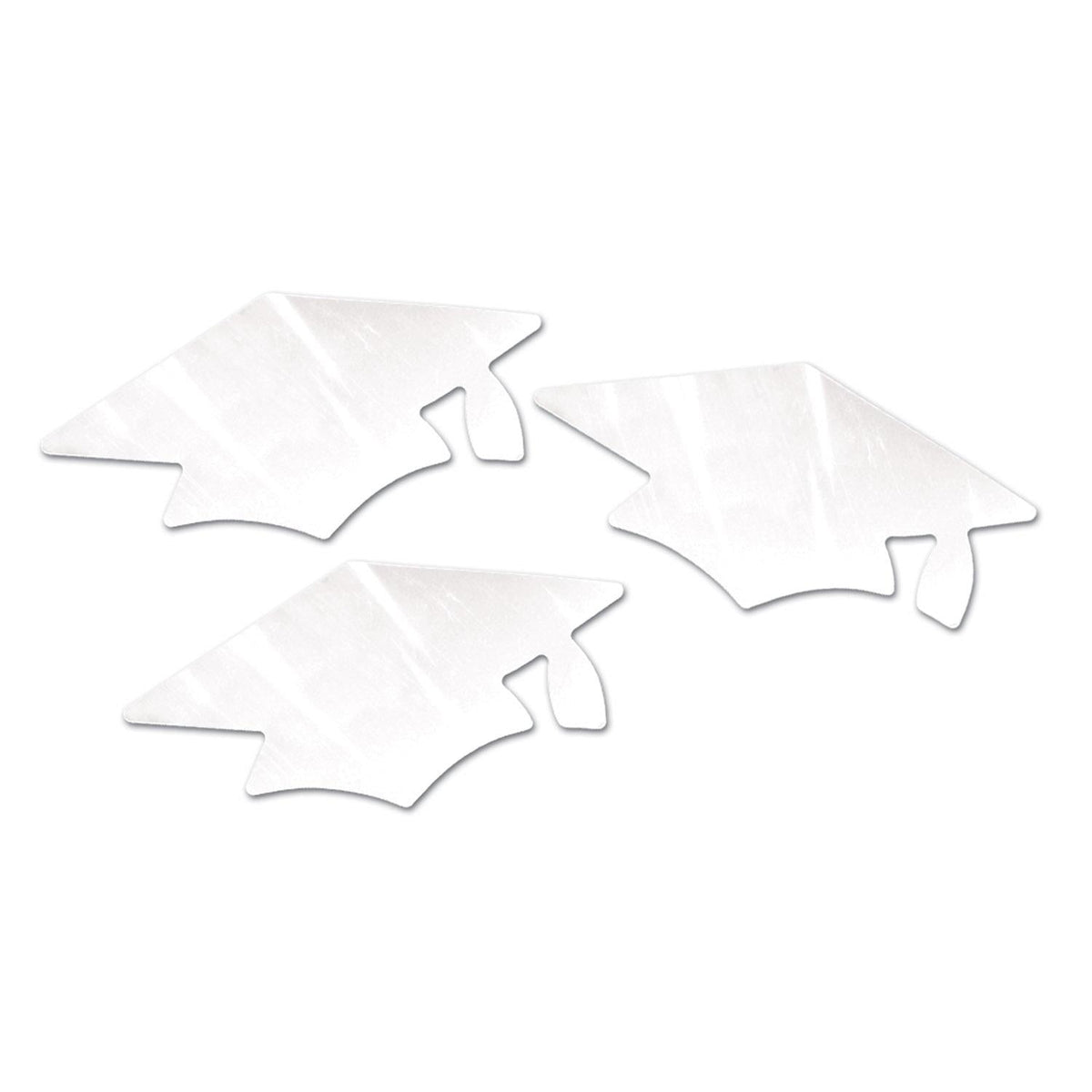 Bulk 18 Pack White Metallic Grad Cap Graduation Party Cutouts | Beistle ...