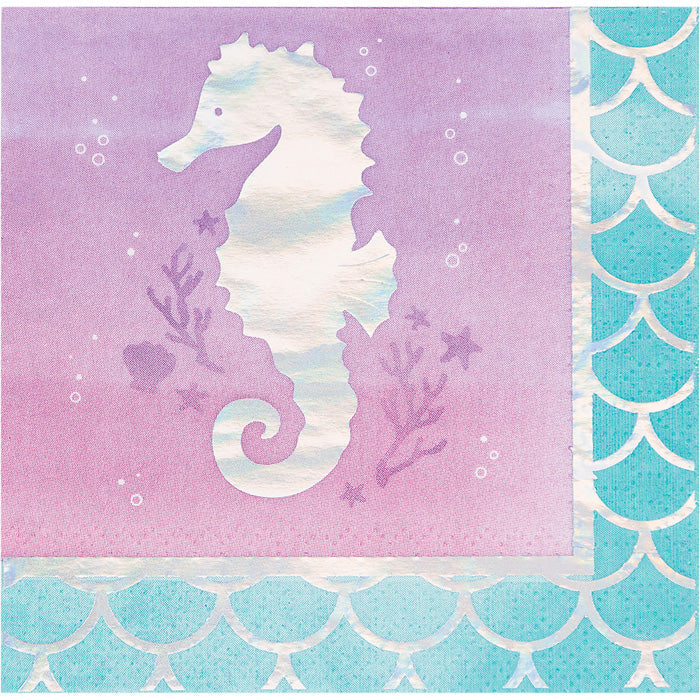 192 Count Bulk Iridescent Mermaid Party Beverage Napkins | Creative ...