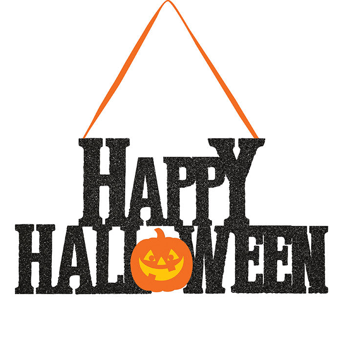 12 Count Bulk Happy Halloween Glitter Hanging Signs | Creative ...