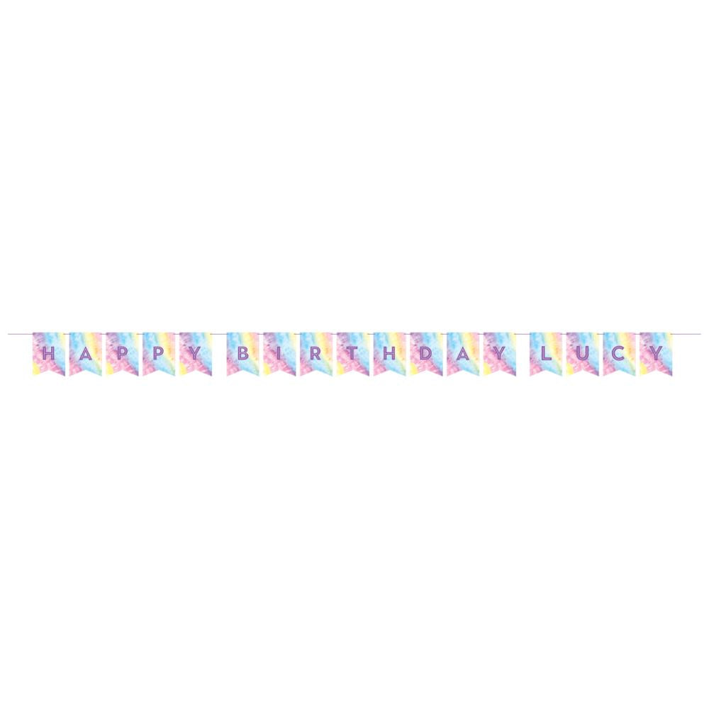 Tie Dye Party Diy Pennant Banner W/ Stickers (1/Pkg) – PartyDecorations.com