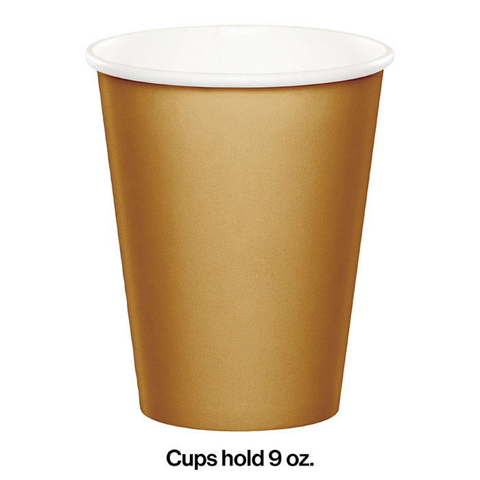 Glittering Gold Hot/Cold Paper Cups 9 Oz., 24 ct
