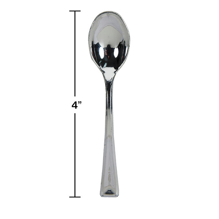 Metallic Silver Mini Spoons Boxed (24/Pkg)