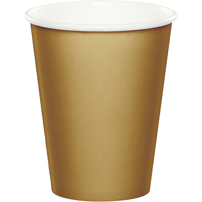 Glittering Gold Hot/Cold Paper Cups 9 Oz (24/Pkg)