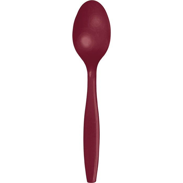 Burgundy Red Plastic Spoons, 24 ct